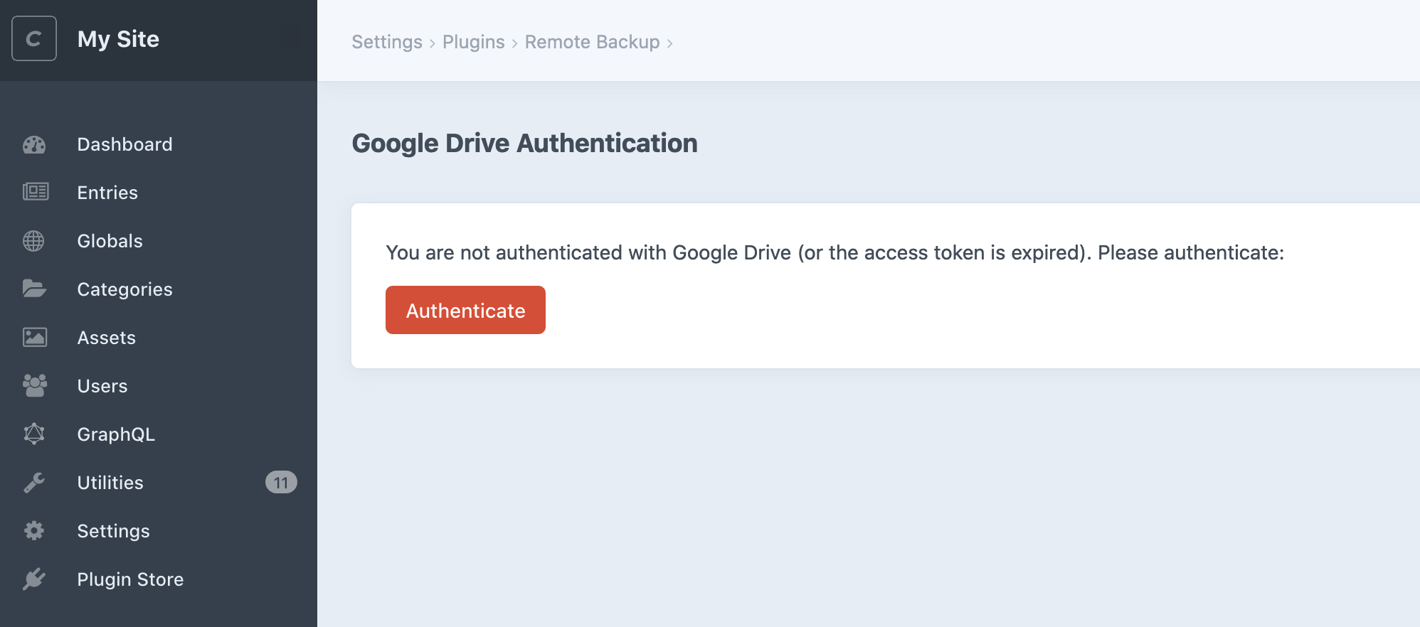 Configuring Google Drive with Craft Remote Backup